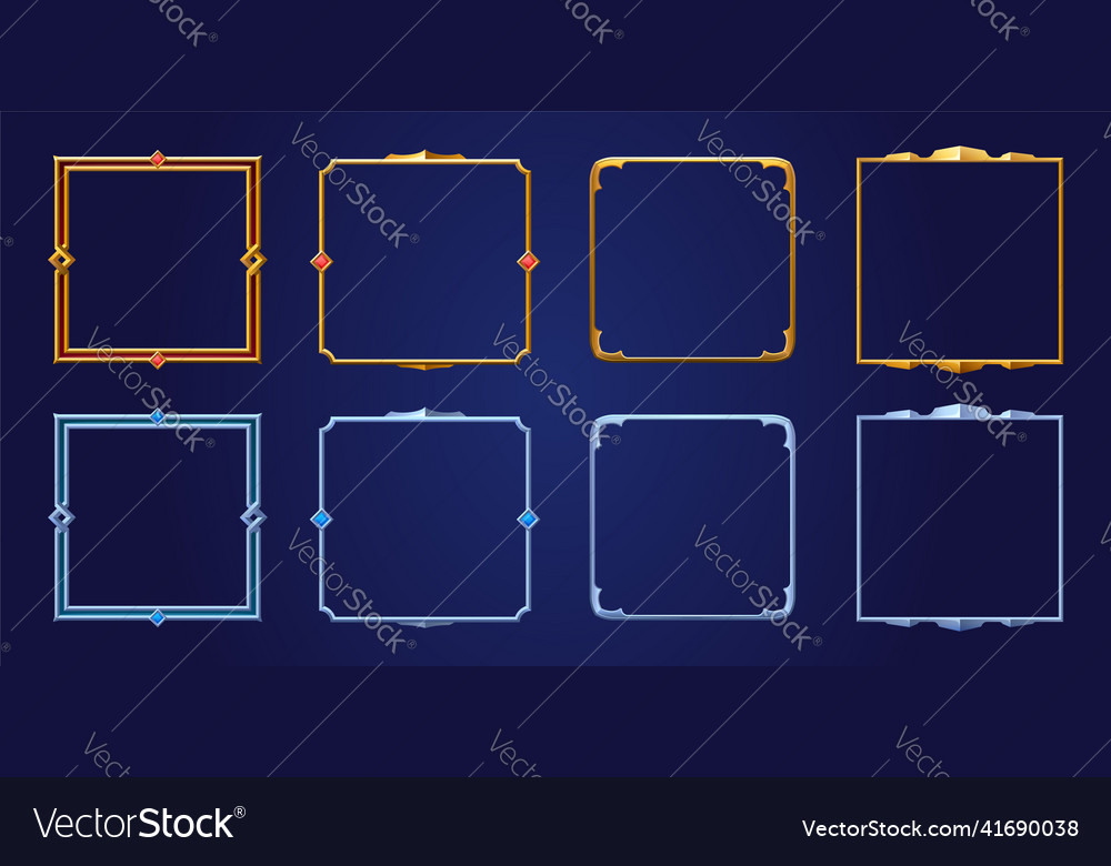 Set of square ui game frames medieval borders Vector Image
