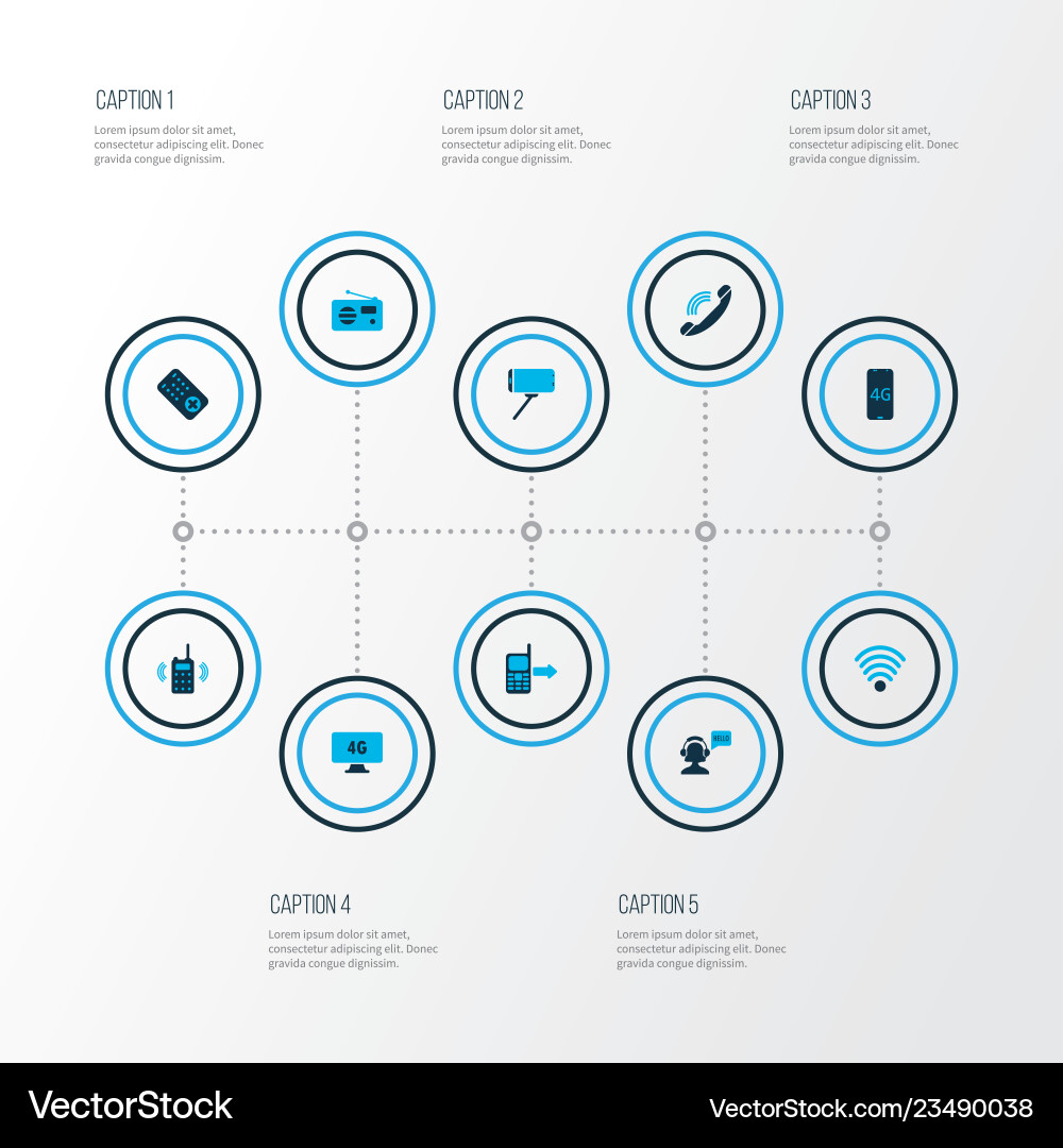Telecommunication icons colored set with 4g Vector Image