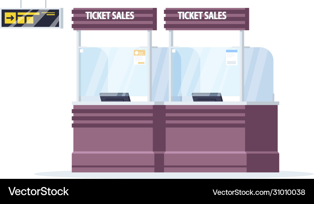 Ticket sales counter semi flat rgb color empty Vector Image