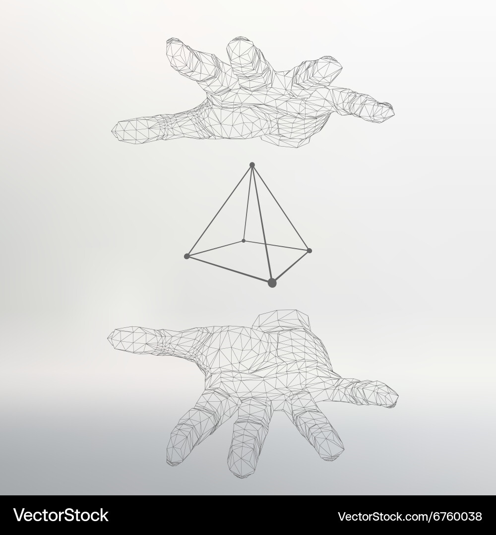 Triangle pyramid on the arm the hand holding Vector Image