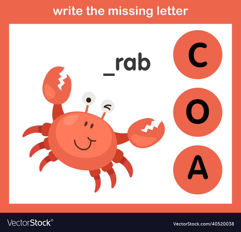 Write the missing letter Royalty Free Vector Image