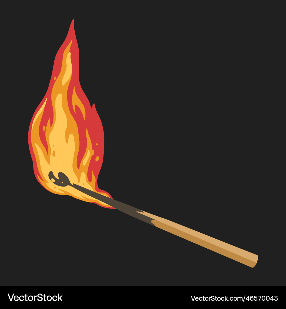 Burning match detailed emblem colorful Royalty Free Vector