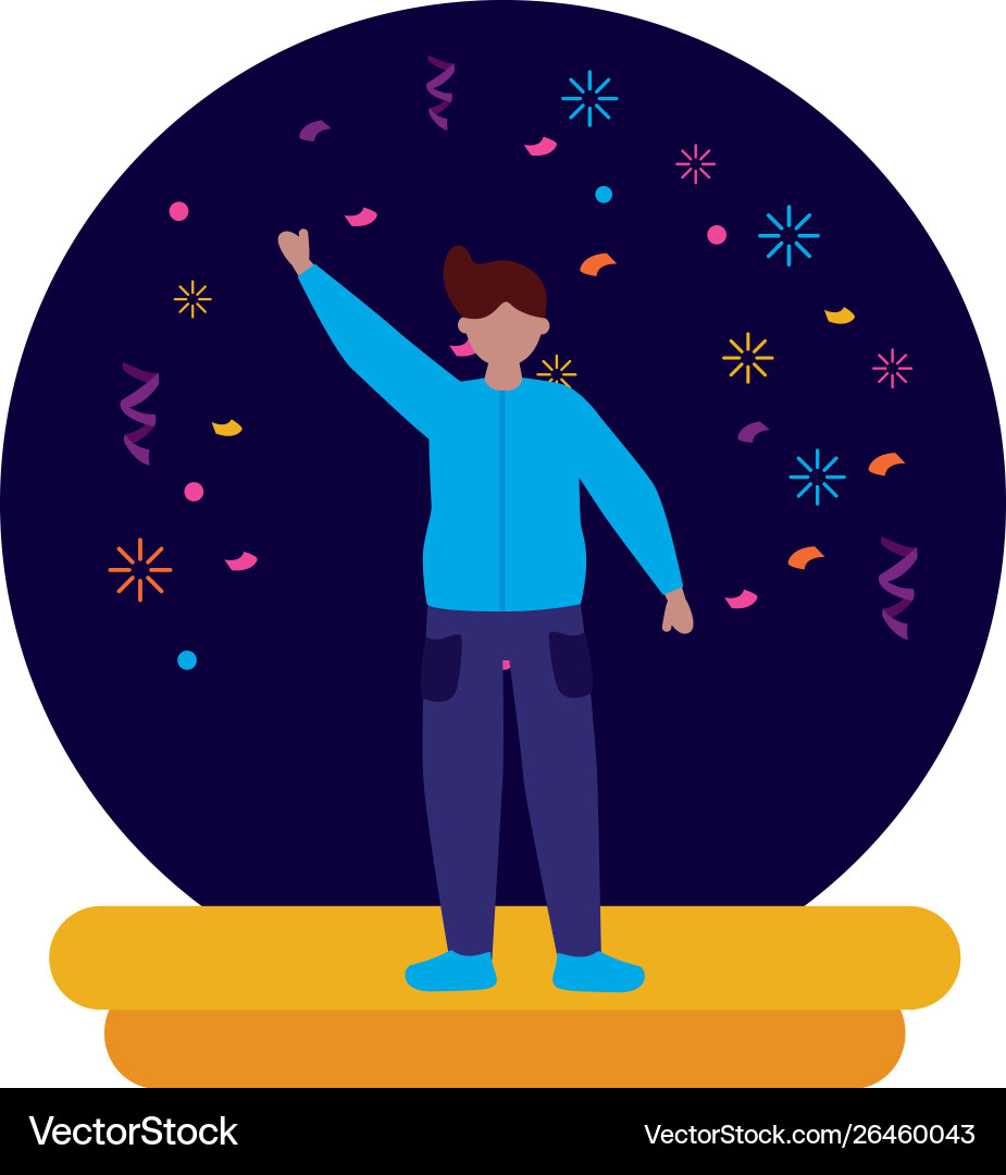 Celebrating man character party confetti Vector Image