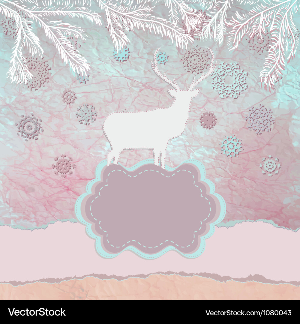 Christmas deer template card Royalty Free Vector Image