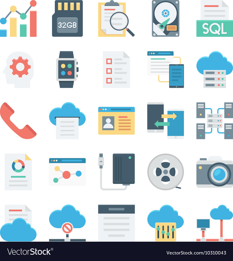 Cloud data technology colored icons 4 Royalty Free Vector Cloud data technology colored icons 4 Royalty Free Vector