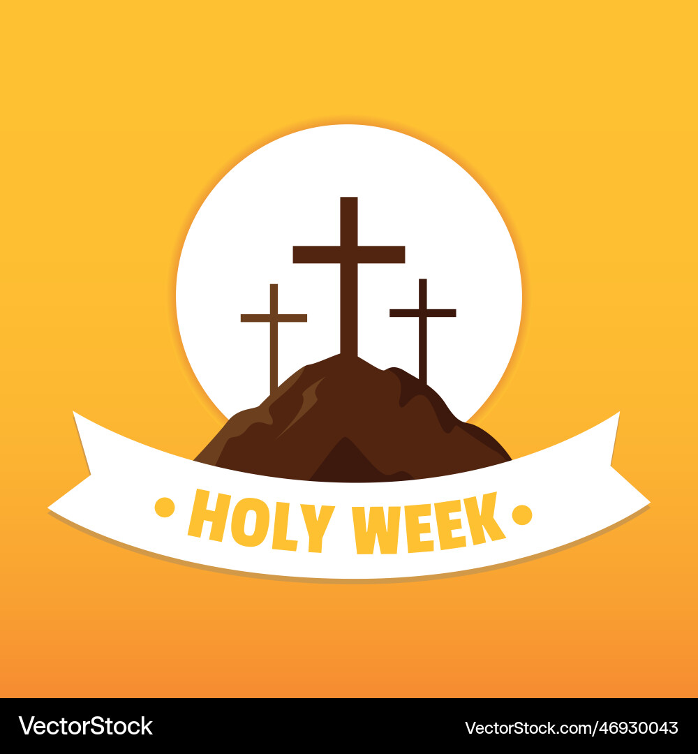 Colored holy week poster with three crosses Vector Image