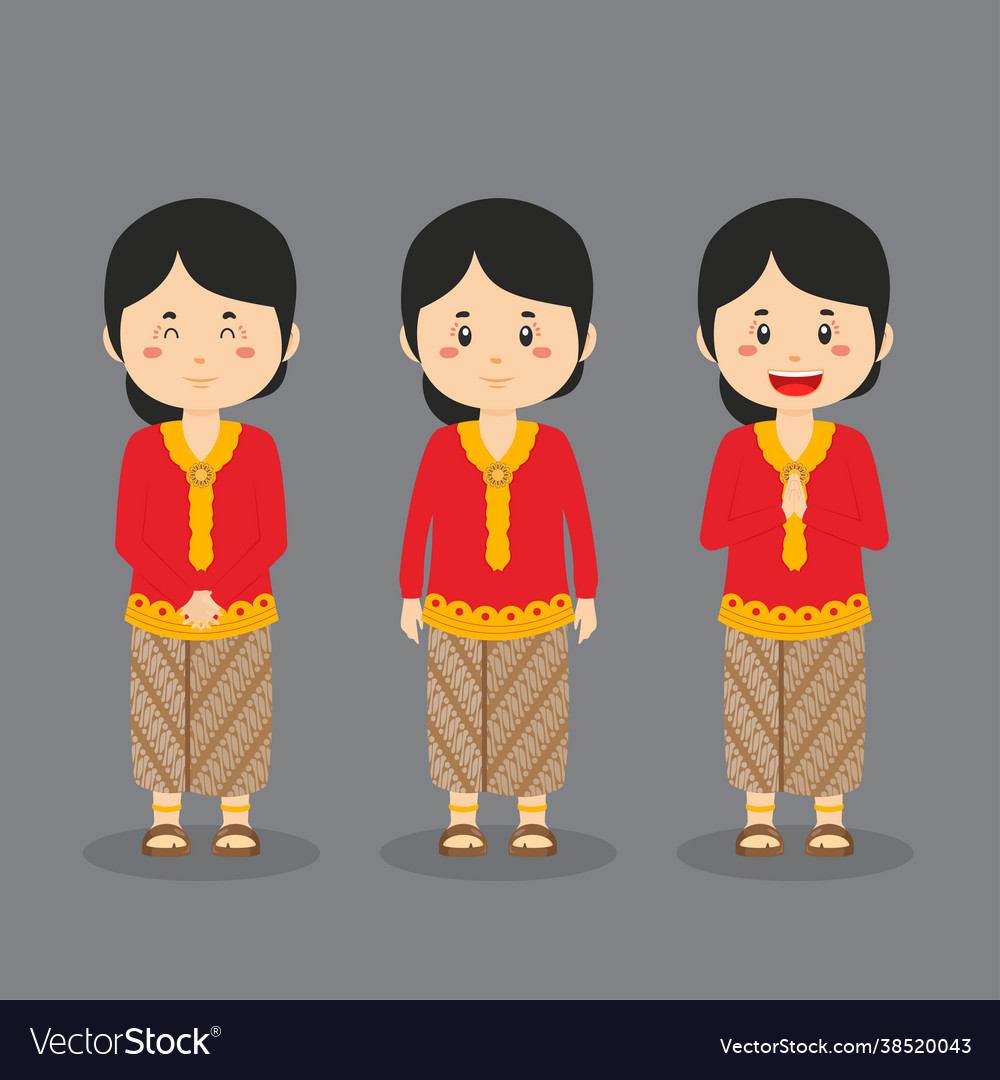 East java character with various expression Vector Image