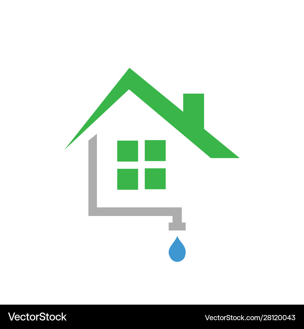 House roof gutter logo design home pipe Royalty Free Vector