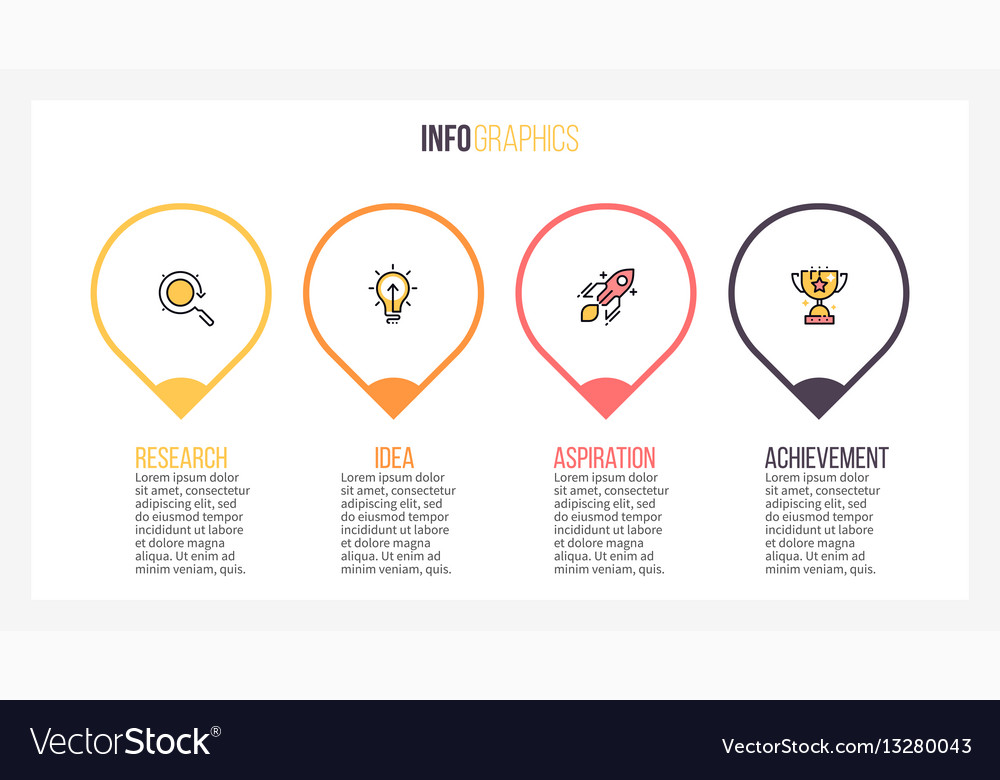 Infographic element chart with 4 steps pointers Vector Image