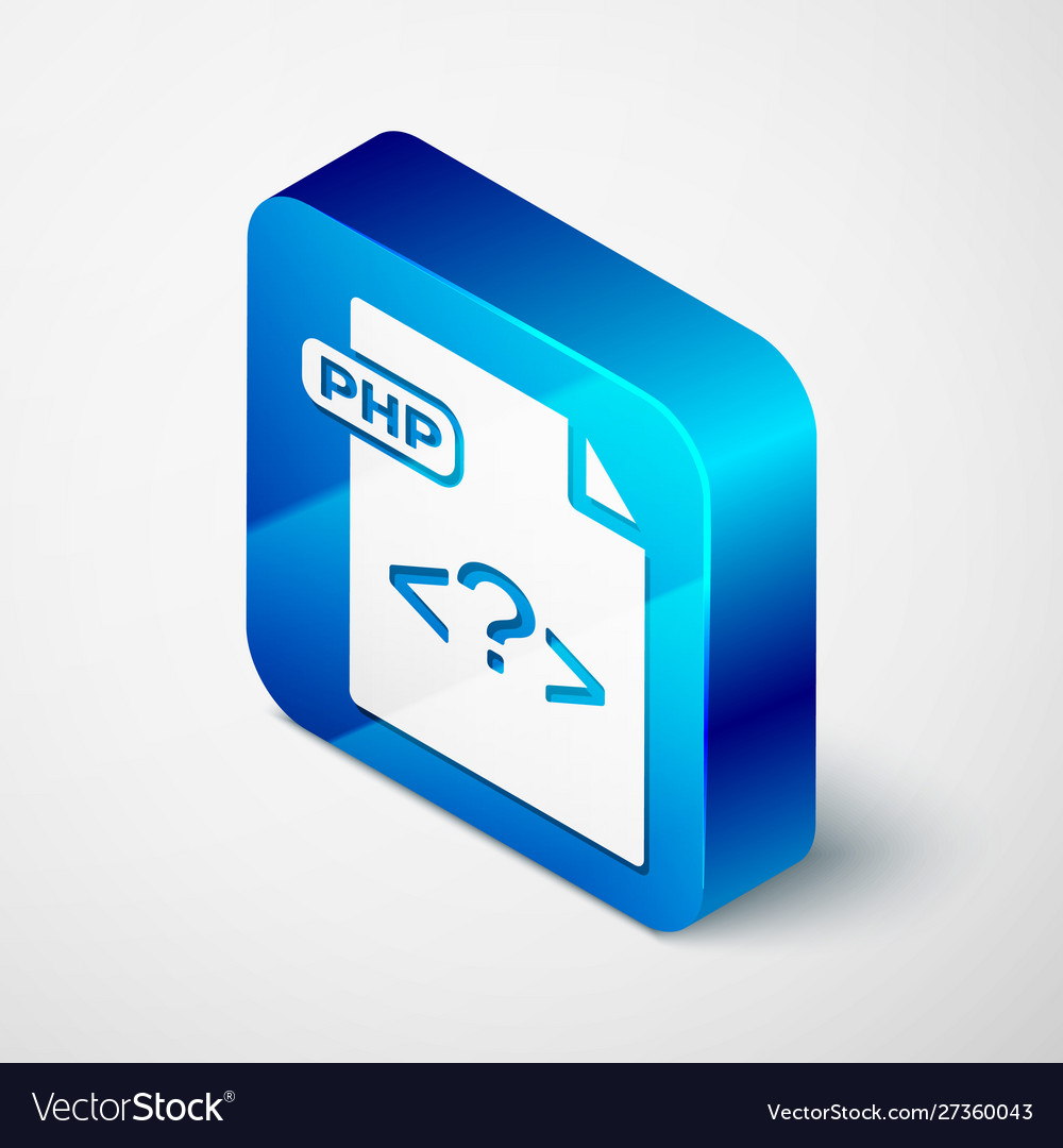 Isometric php file document download php button Vector Image