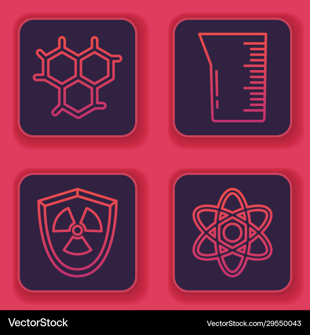 Set line chemical formula radioactive in shield Vector Image