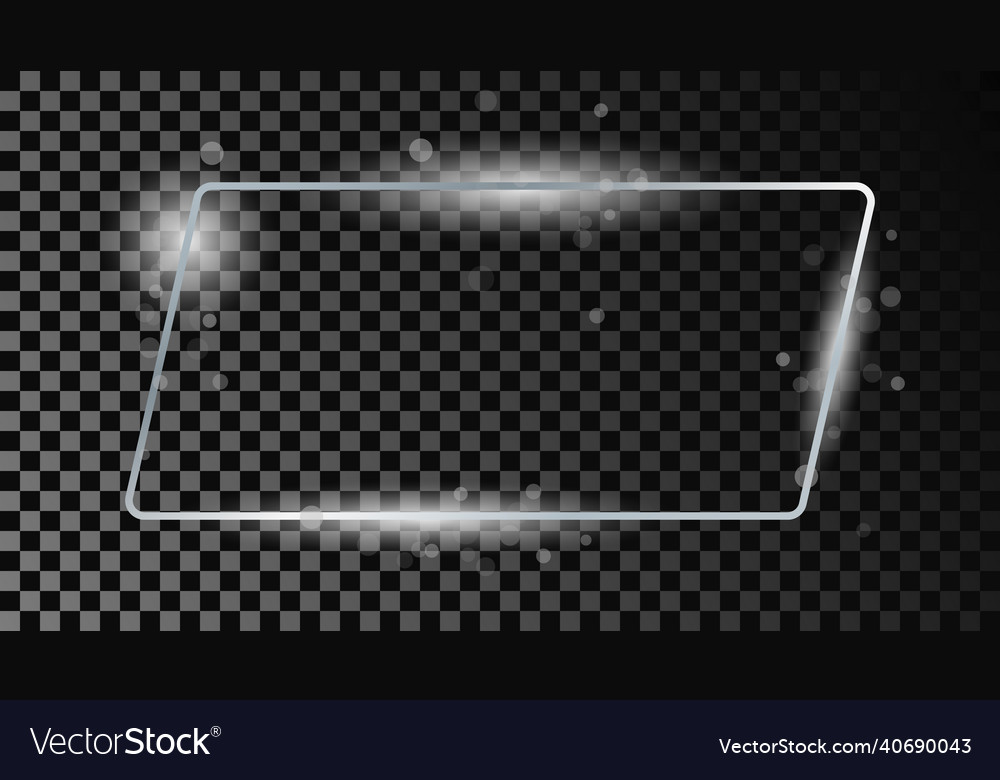 Silver glowing rectangular shape frame Royalty Free Vector