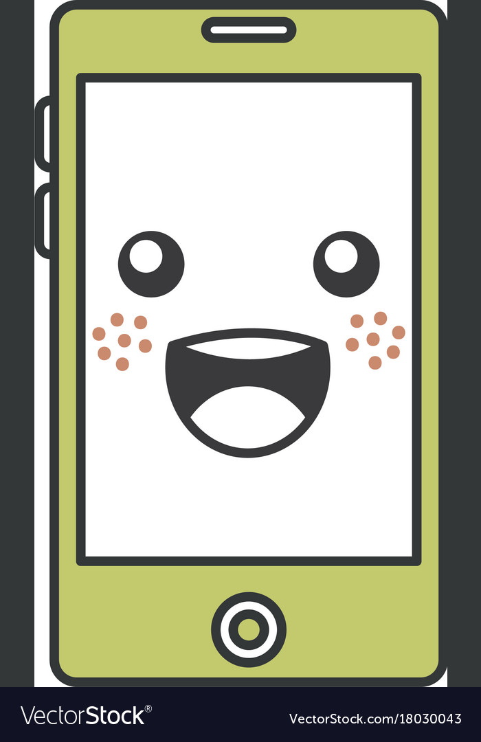 Smartphone device kawaii character Royalty Free Vector Image
