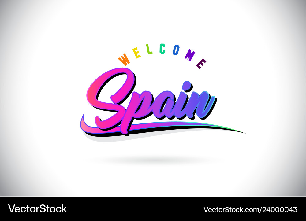 Spain welcome to word text with creative purple Vector Image