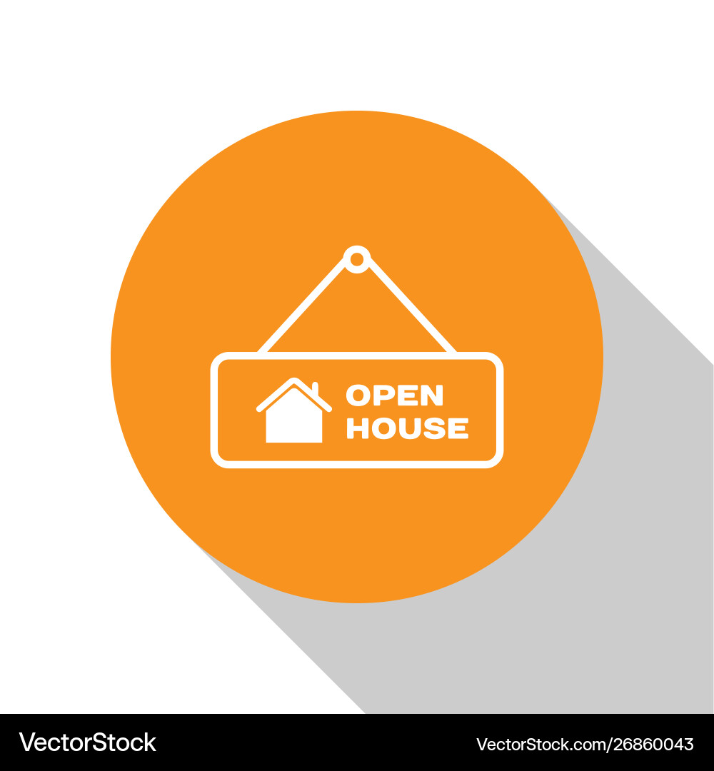 White hanging sign with text open house icon Vector Image