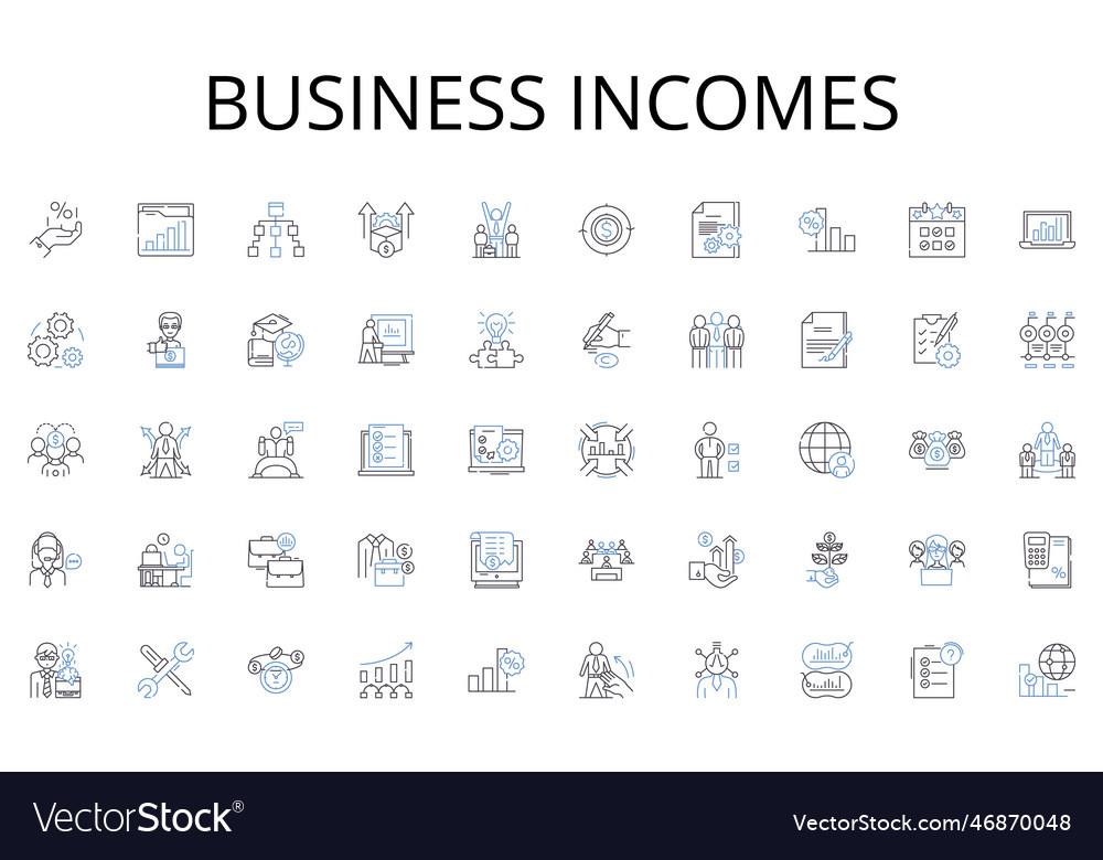 Business incomes line icons collection amicable Vector Image Business incomes line icons collection amicable Vector Image