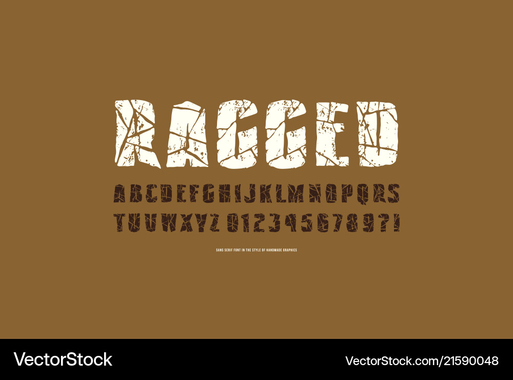 Decorative sans serif font with ragged face Vector Image