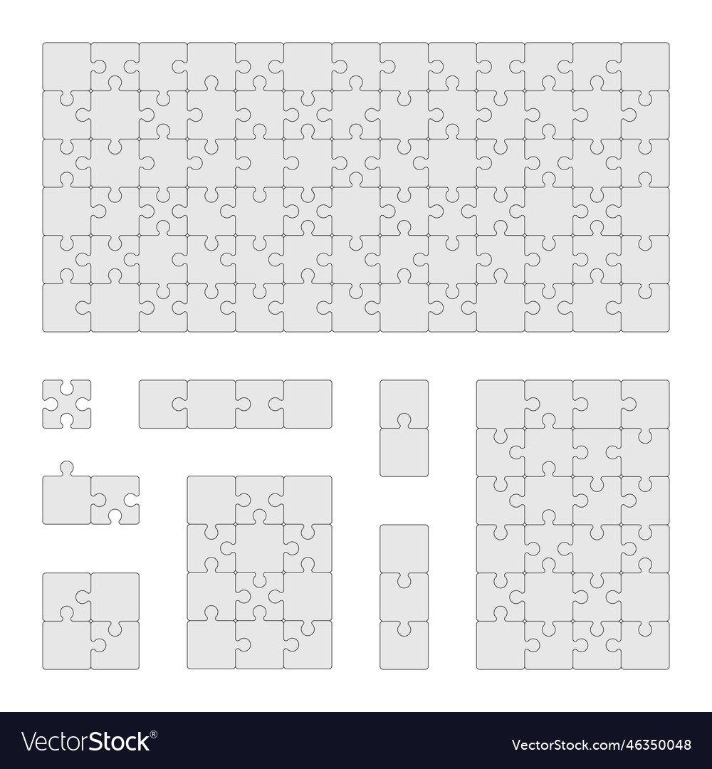 Different puzzle sizes blank jigsaw pieces Vector Image