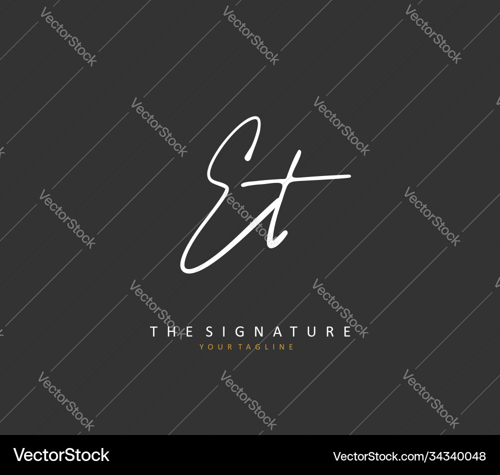 E t et initial letter handwriting and signature Vector Image