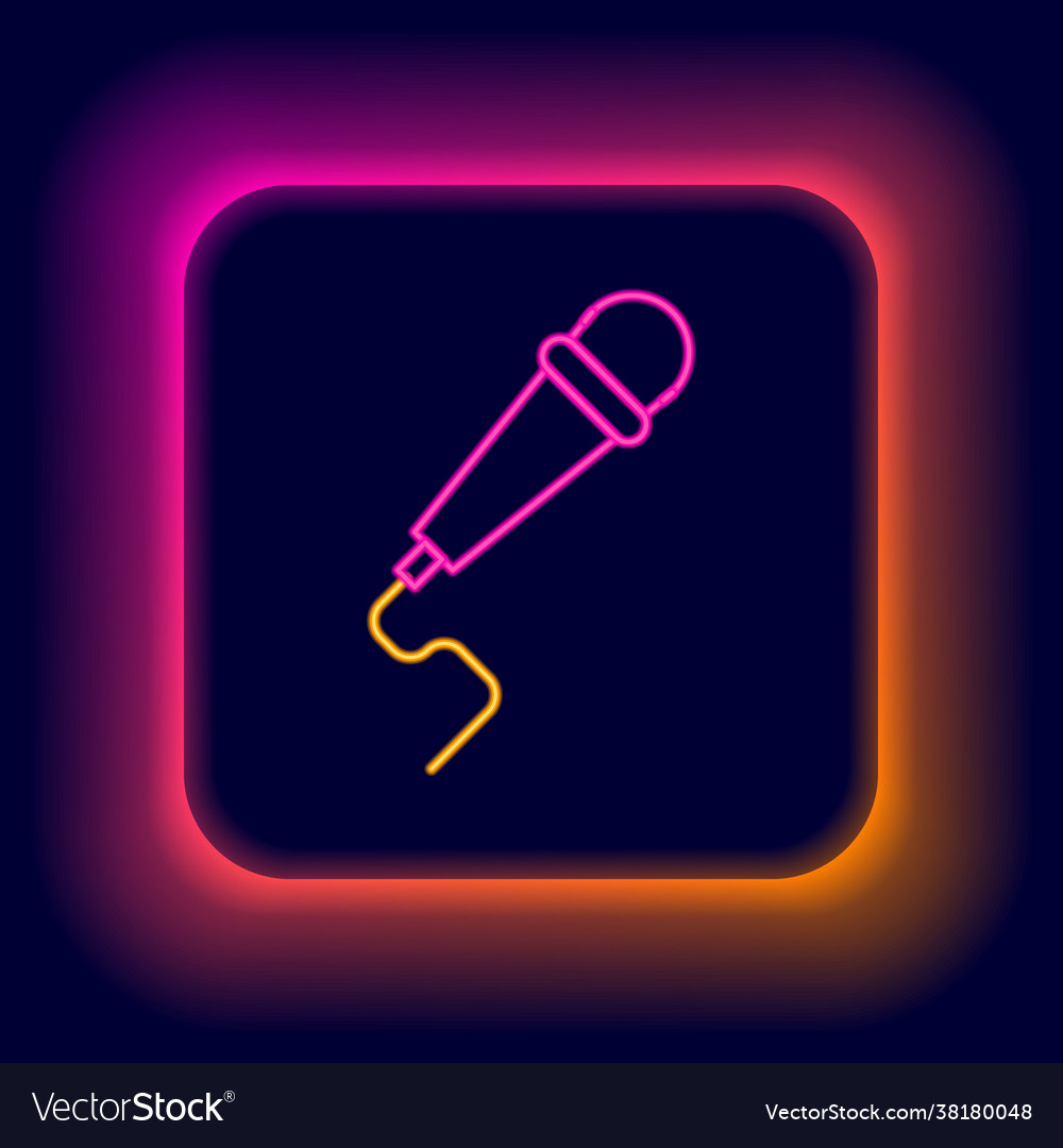 Glowing neon line microphone icon isolated Vector Image Glowing neon line microphone icon isolated Vector Image
