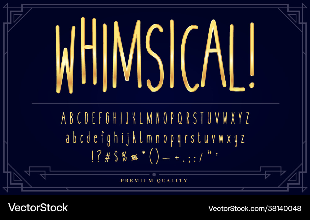 Gold metallic font set letters numbers Royalty Free Vector