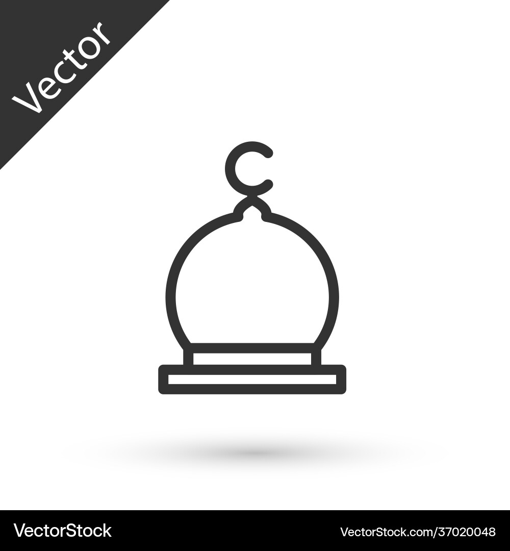 Grey line muslim mosque icon isolated on white Vector Image