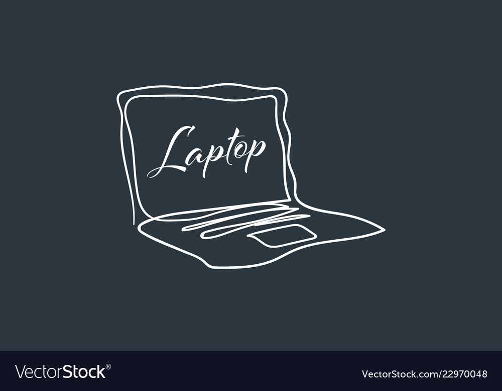 Laptop with one continuous single line art Vector Image