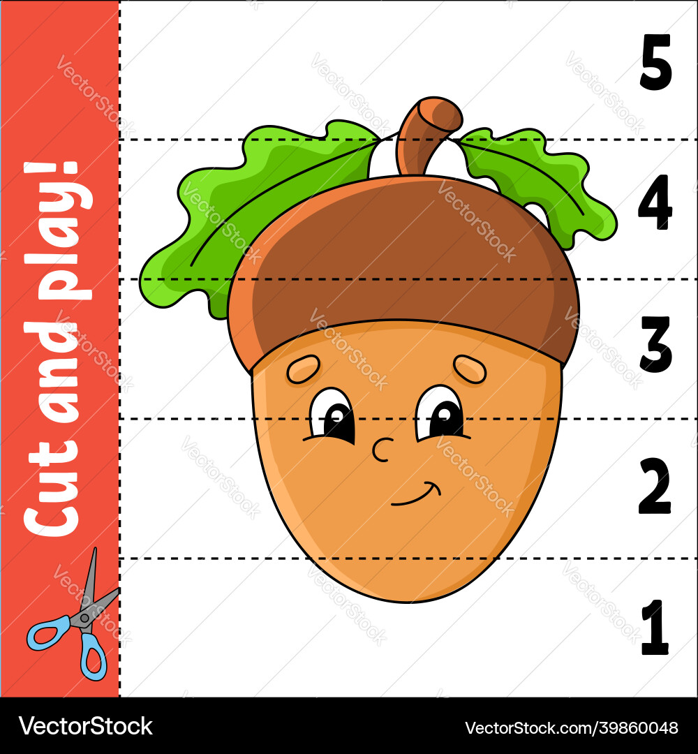 Learning numbers 1-5 cut and play education Vector Image