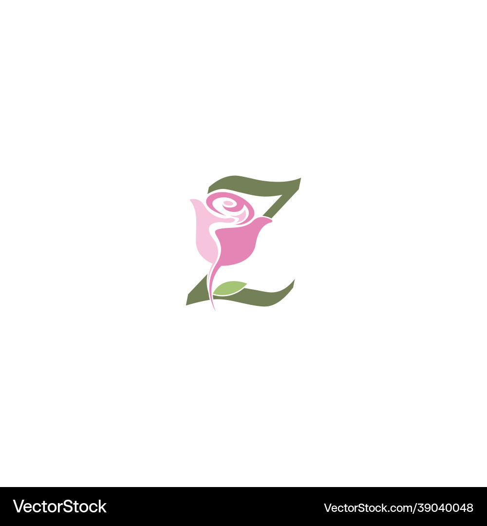 Letter z with rose icon logo template Royalty Free Vector