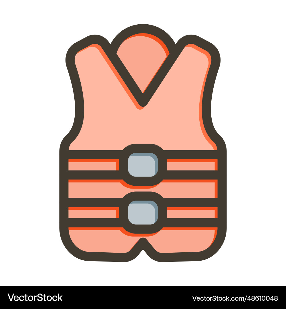 Life jacket thick line filled colors for personal Vector Image