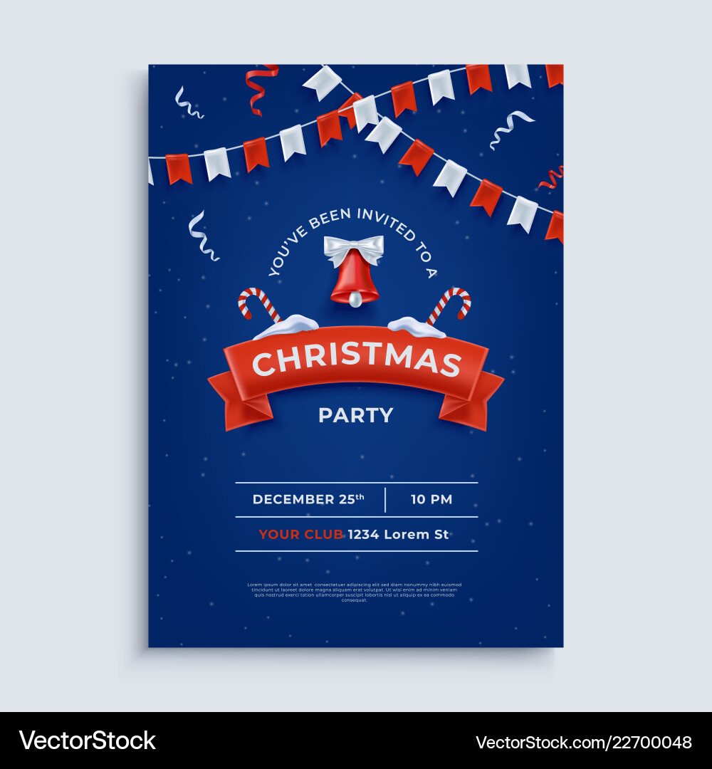 Merry christmas party layout poster template Vector Image