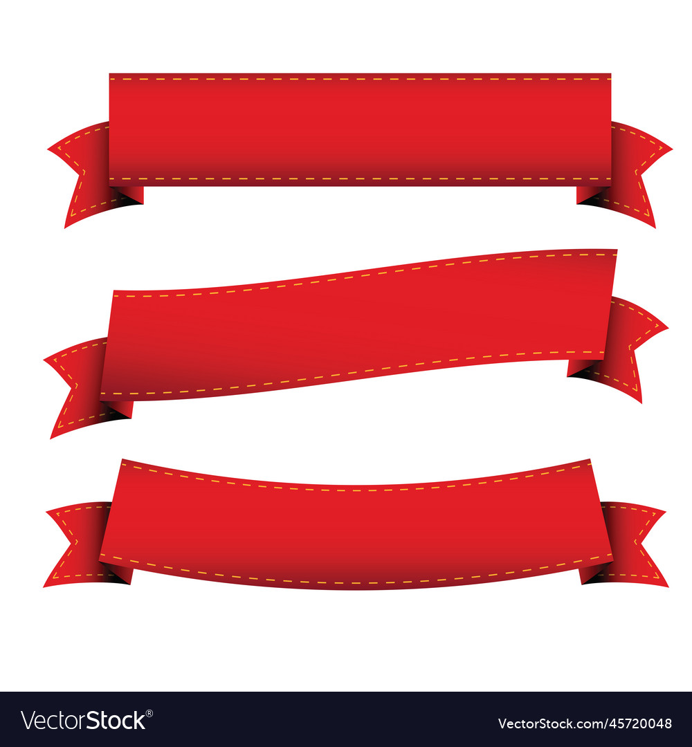 Red ribbon set isolated on white Royalty Free Vector Image
