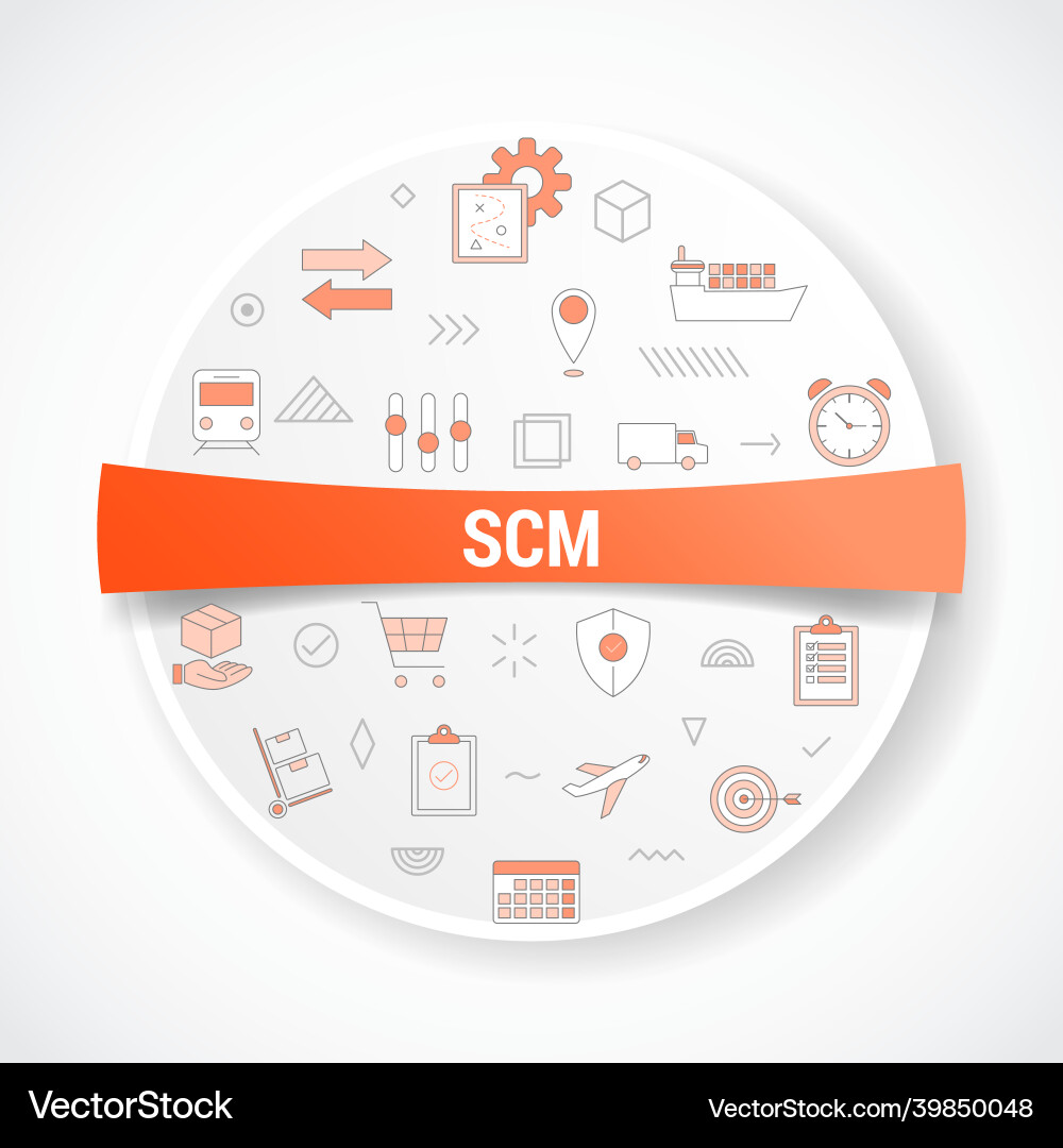 Scm supply chain management concept with icon Vector Image