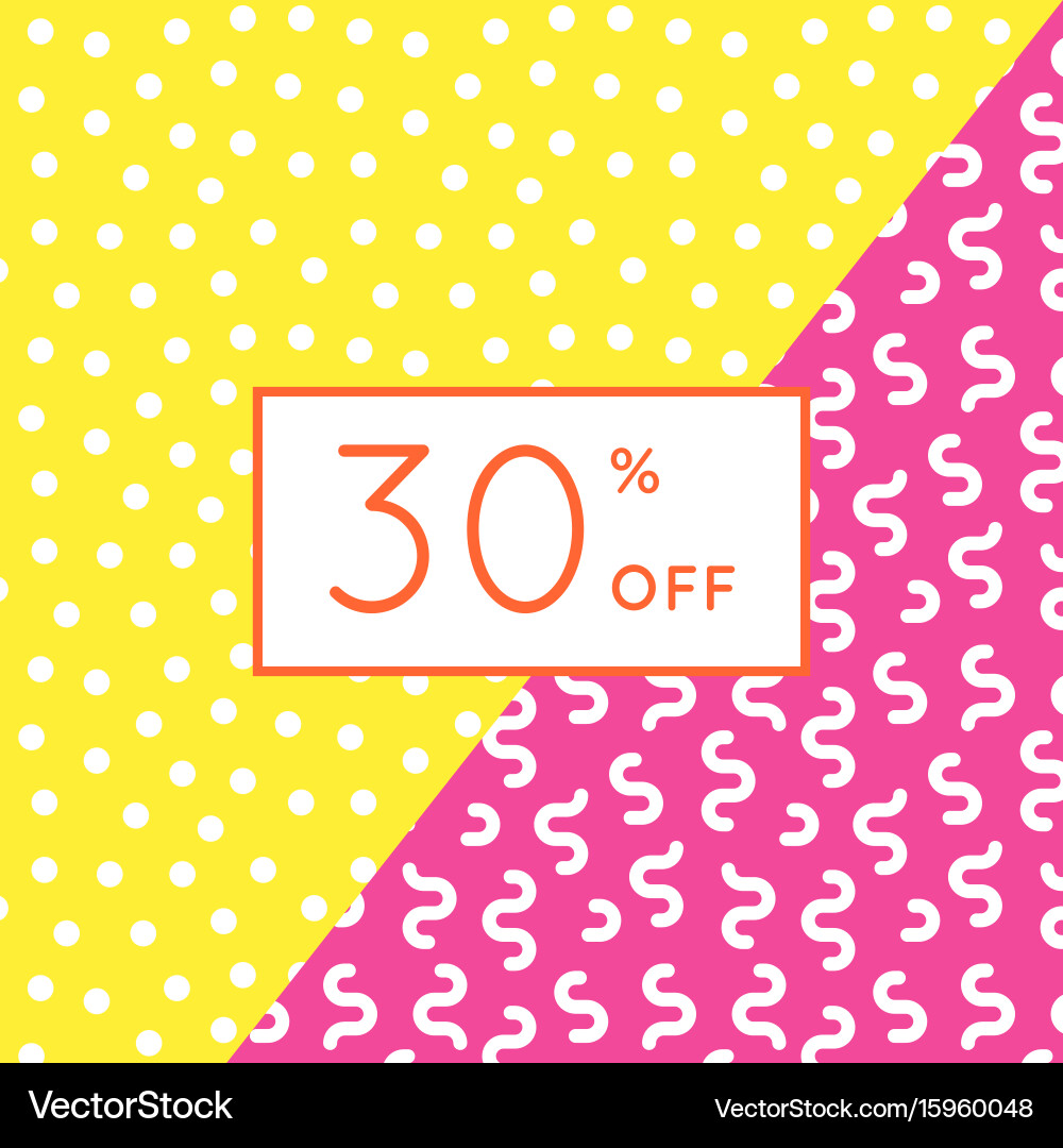 Trendy memphis style discount poster design Vector Image