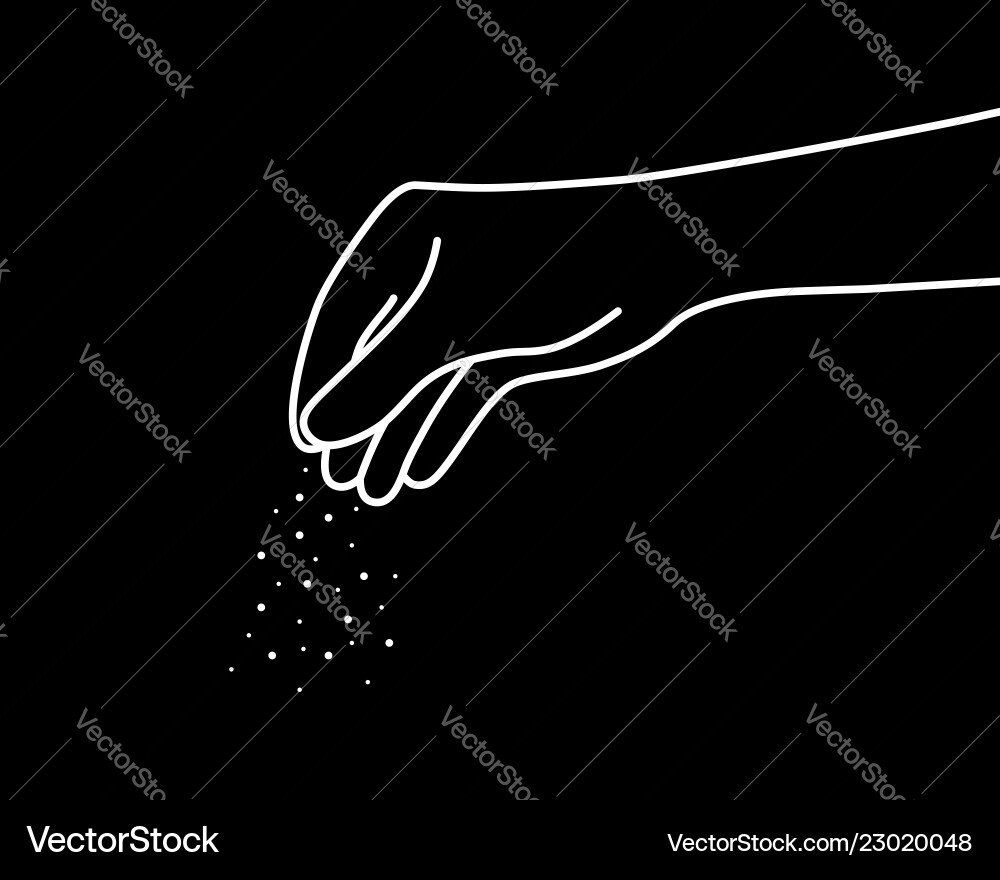 White thin line woman hand with salt Royalty Free Vector