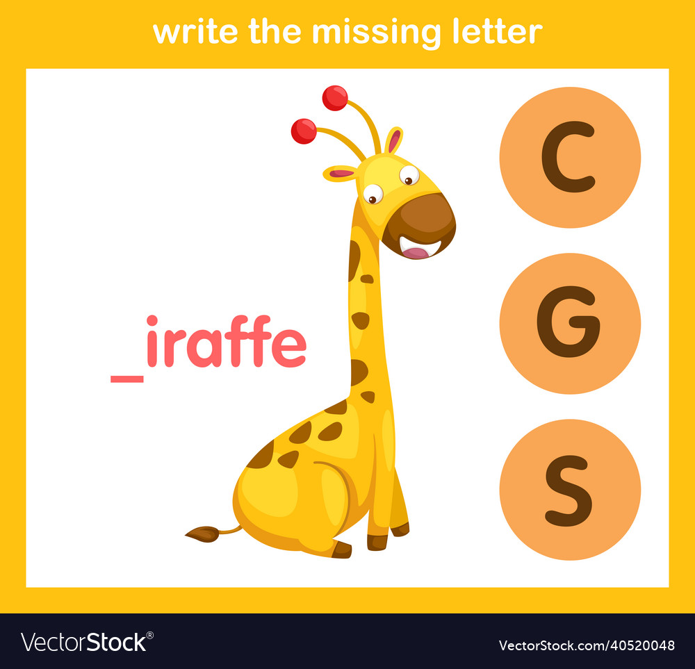 Write the missing letter Royalty Free Vector Image