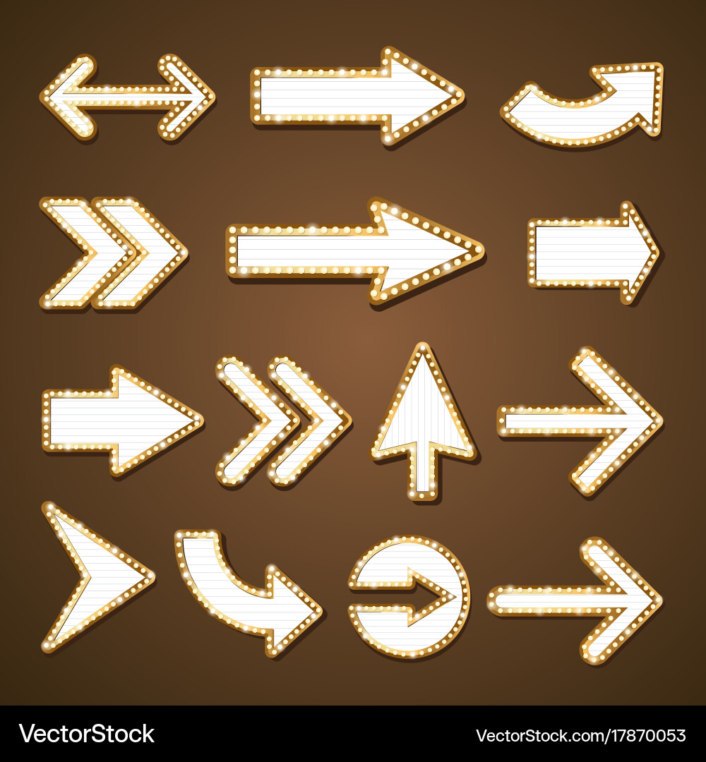 Arrow billboard retro light frames theater sign Vector Image