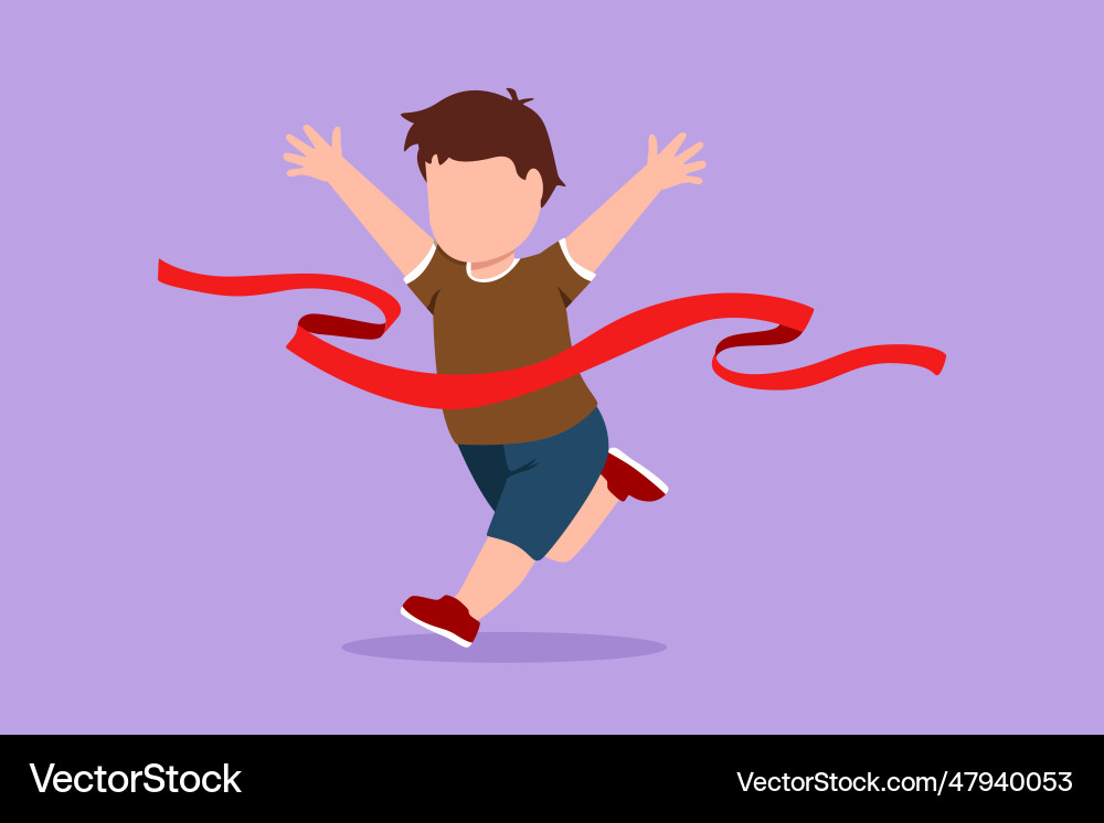 Character flat drawing adorable little boy run Vector Image