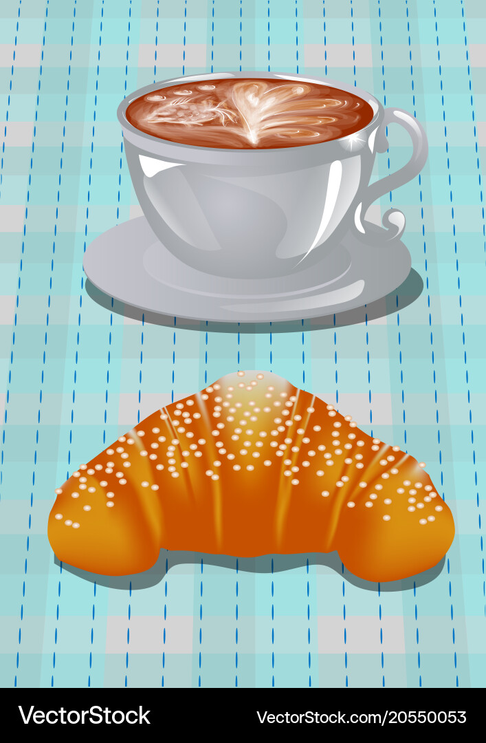 Coffee art and croissants Royalty Free Vector Image