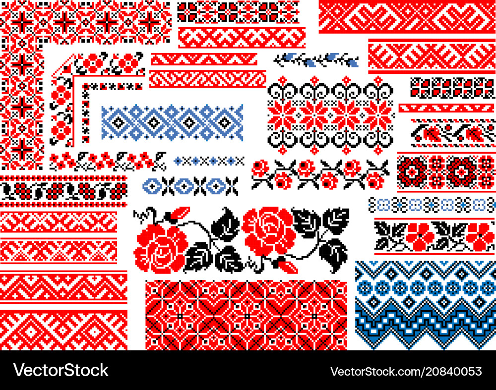 Collection of 30 seamless ethnic patterns for Vector Image