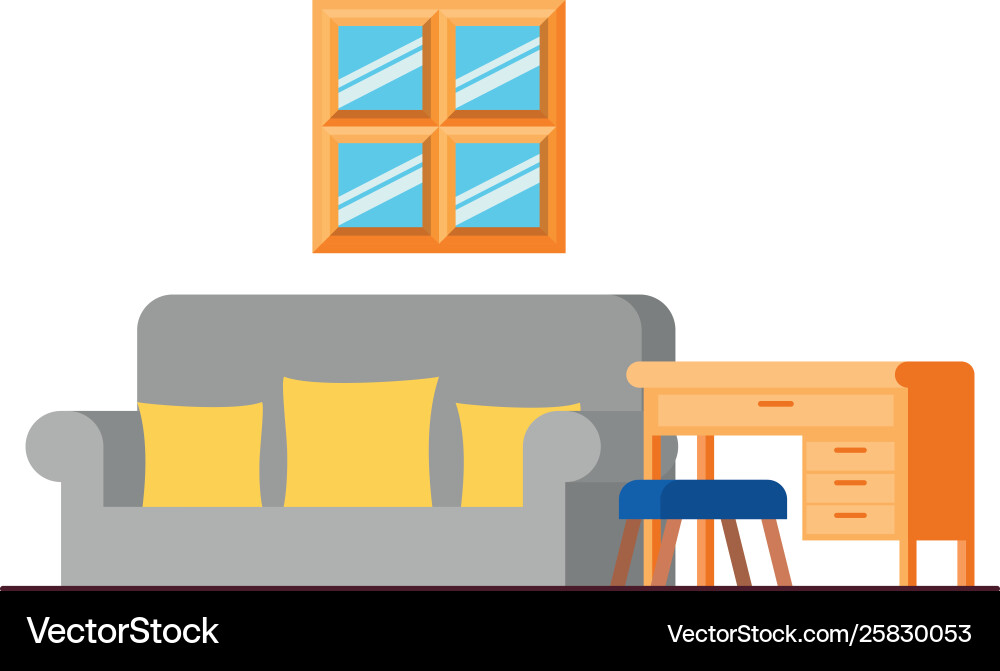 Comfortable sofa in living room with white Vector Image