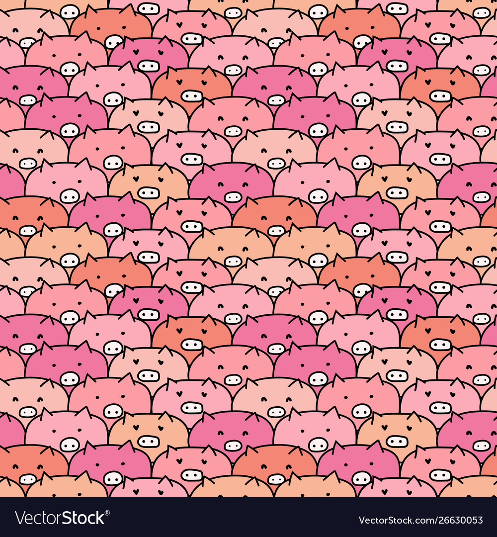 Cute pig seamless pattern background Royalty Free Vector