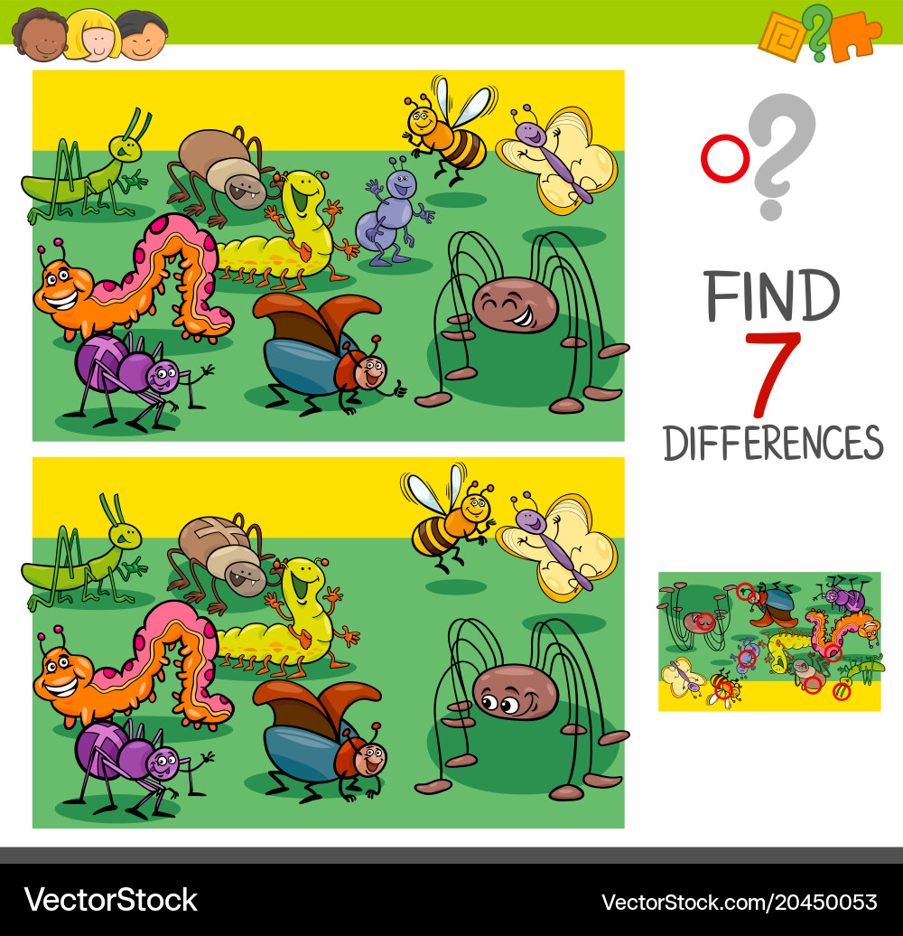 Find differences with bugs animal characters group