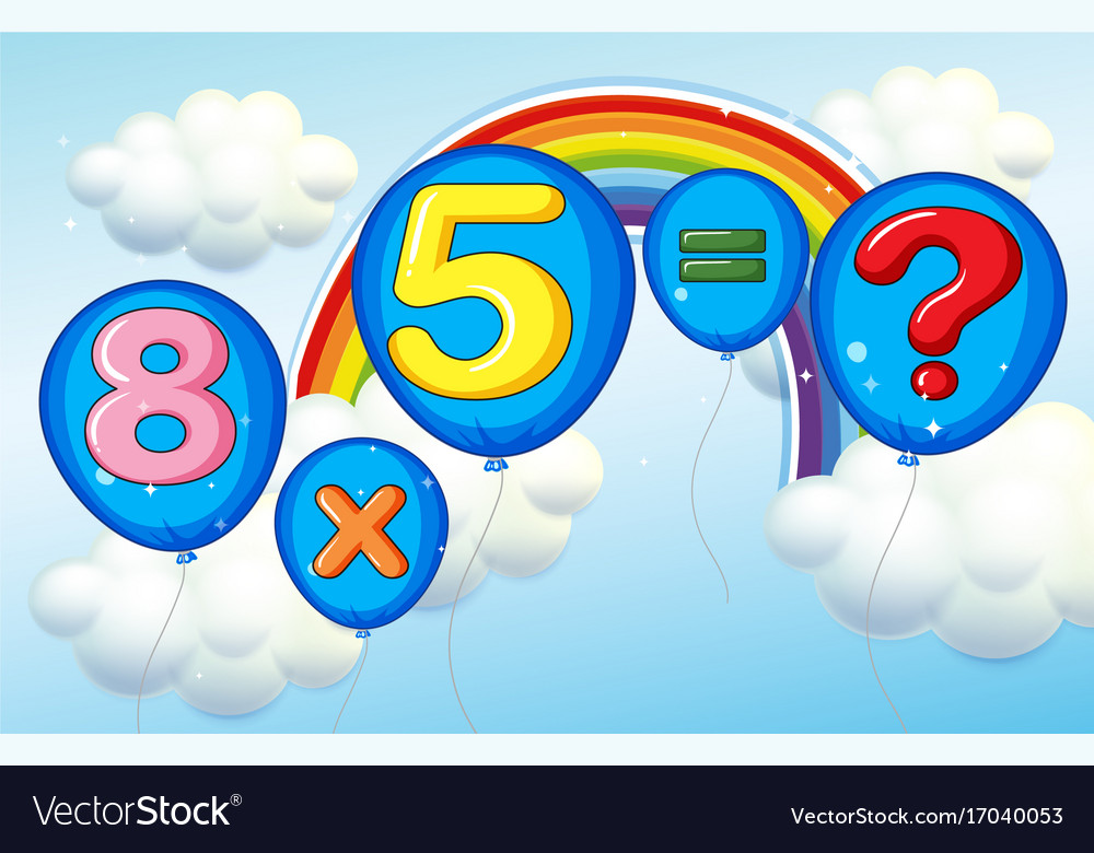 Multiplication problem with sky background Vector Image
