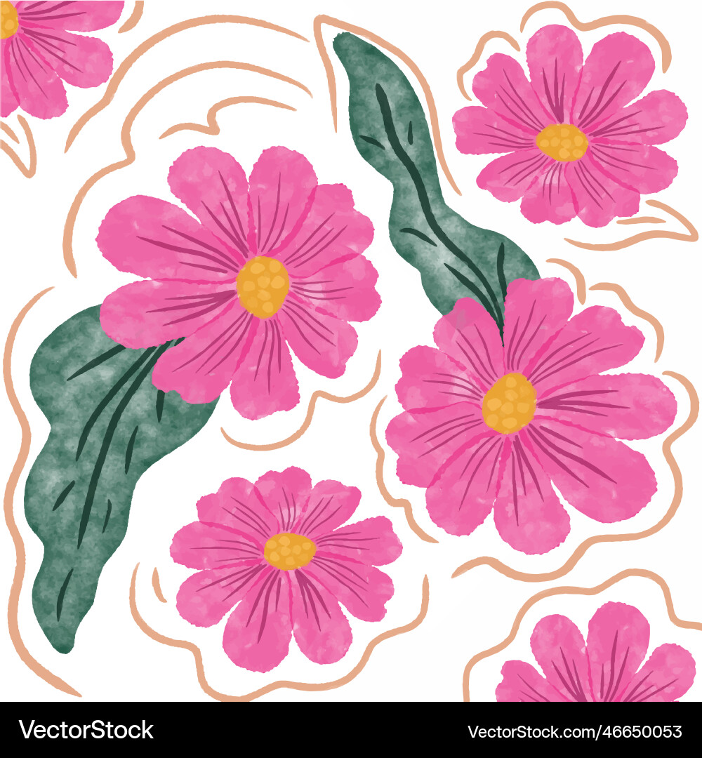 Pink petal flower doodle design Royalty Free Vector Image