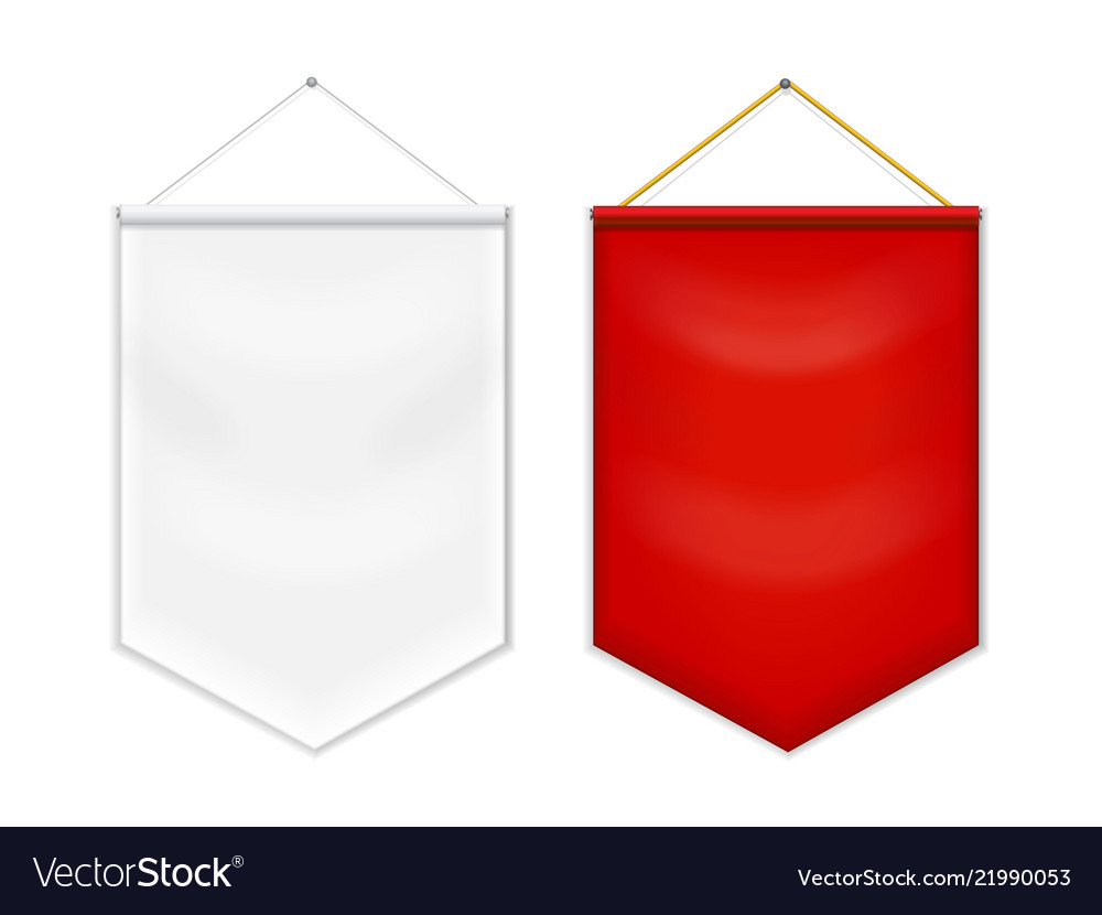 Red white pennant template Royalty Free Vector Image