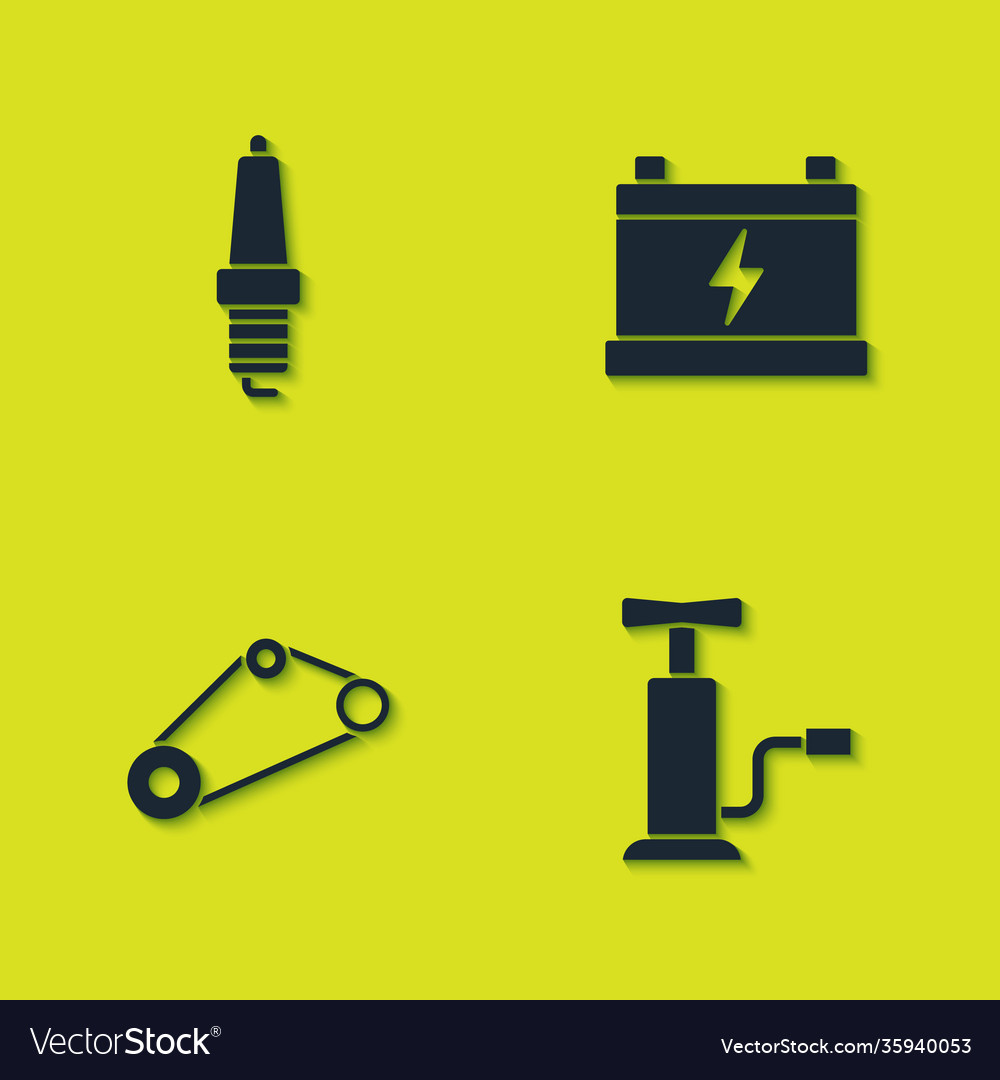 Set car spark plug air pump timing belt kit Vector Image Set car spark plug air pump timing belt kit Vector Image