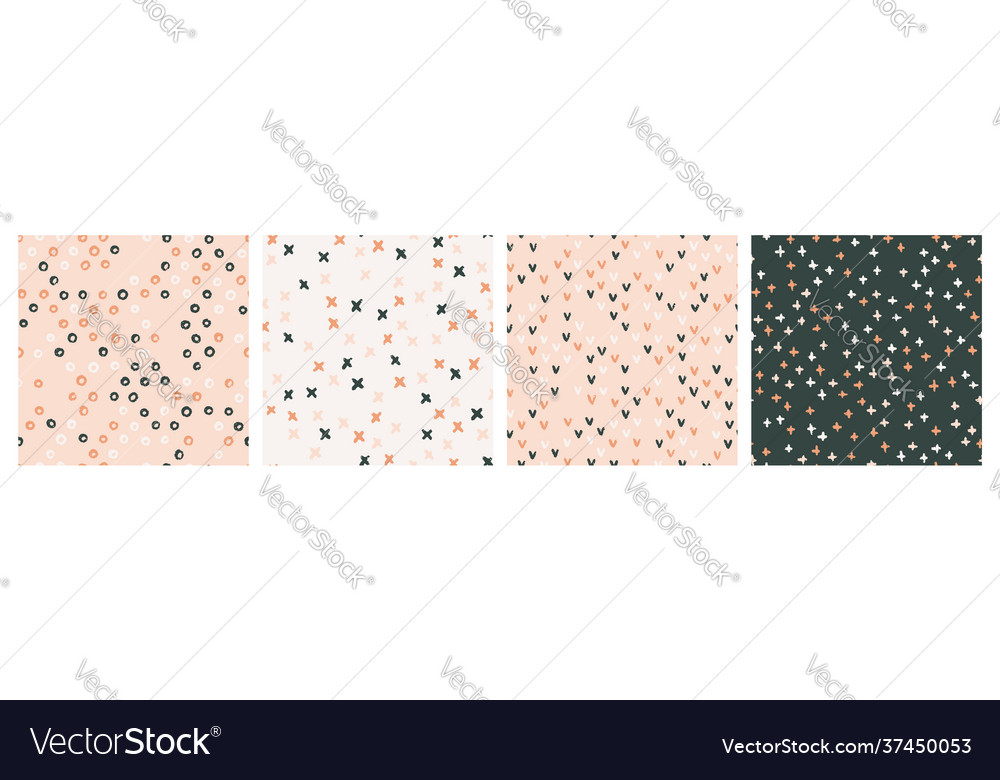 Set hand drawn textured seamless patterns Vector Image