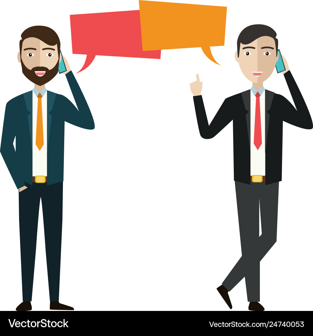 Two businessmen communicate with each other by Vector Image
