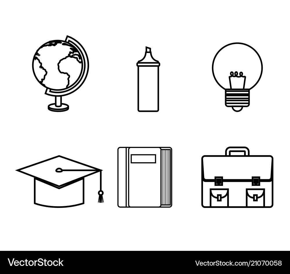 Back to school set icons drawings Royalty Free Vector Image